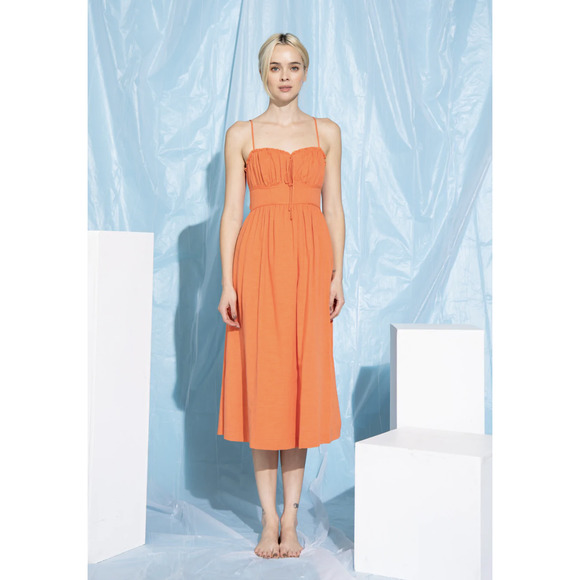 Lena | Dresses | Nwot Lena Sleeveless Ruffle Cotton Midi Dress In White ...